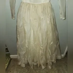 Vintage | Dresses | Vintage 95s Ivory White Princess Embroidered Tulle ...